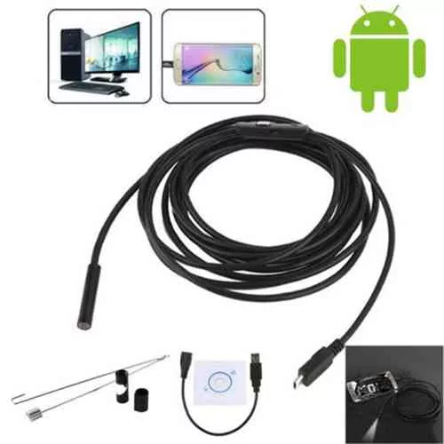 USB Android and PC 7mm Soft Tube Endoscope Wire Pinhole Camera - 2m ...