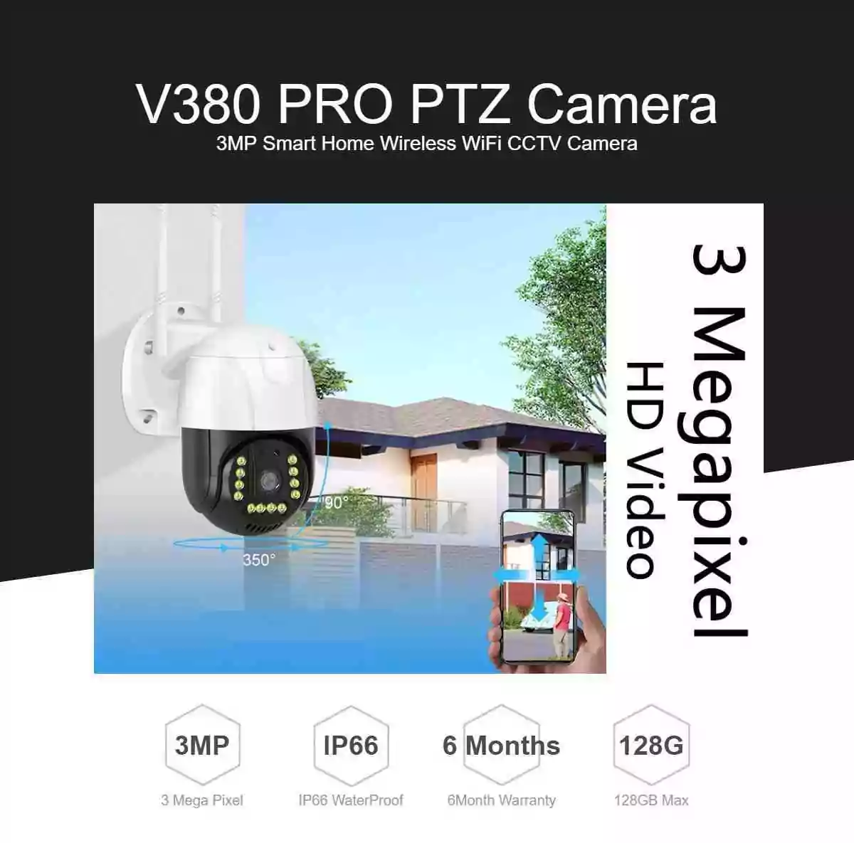3MP HD Outdoor Wifi Camera Smart Home Wireless V380 Pro - toko.lk